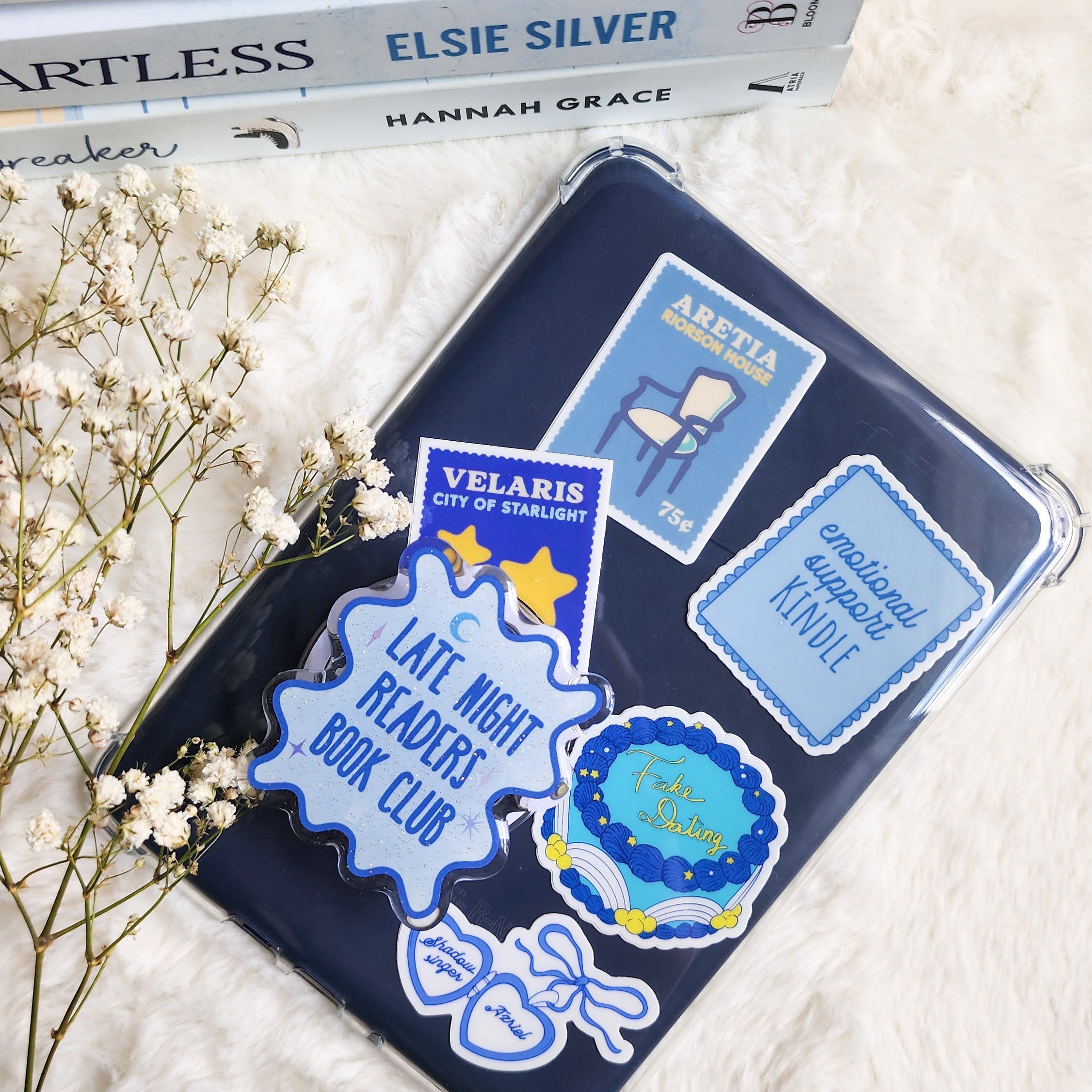 Late Night Readers Book Club Glitter Magnetic Kindle Grip or Phone Hol ...